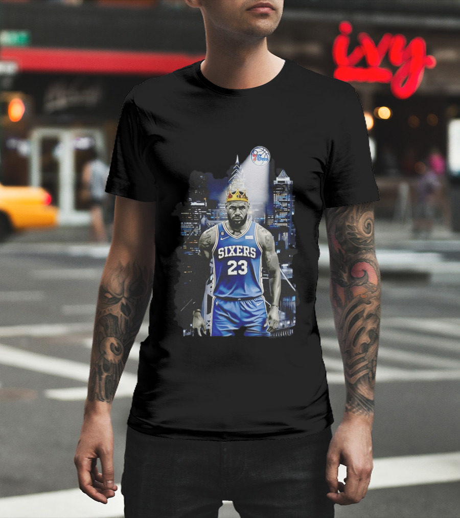 Philadelphia 76ers LeBron James NBA Sixers 23 Jersey With Crown And City T-Shirt