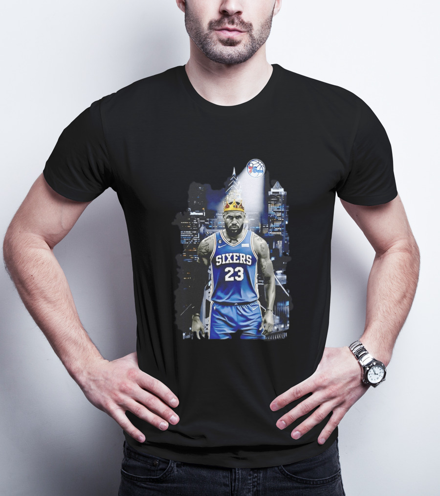 Philadelphia 76ers LeBron James NBA Sixers 23 Jersey With Crown And City T-Shirt