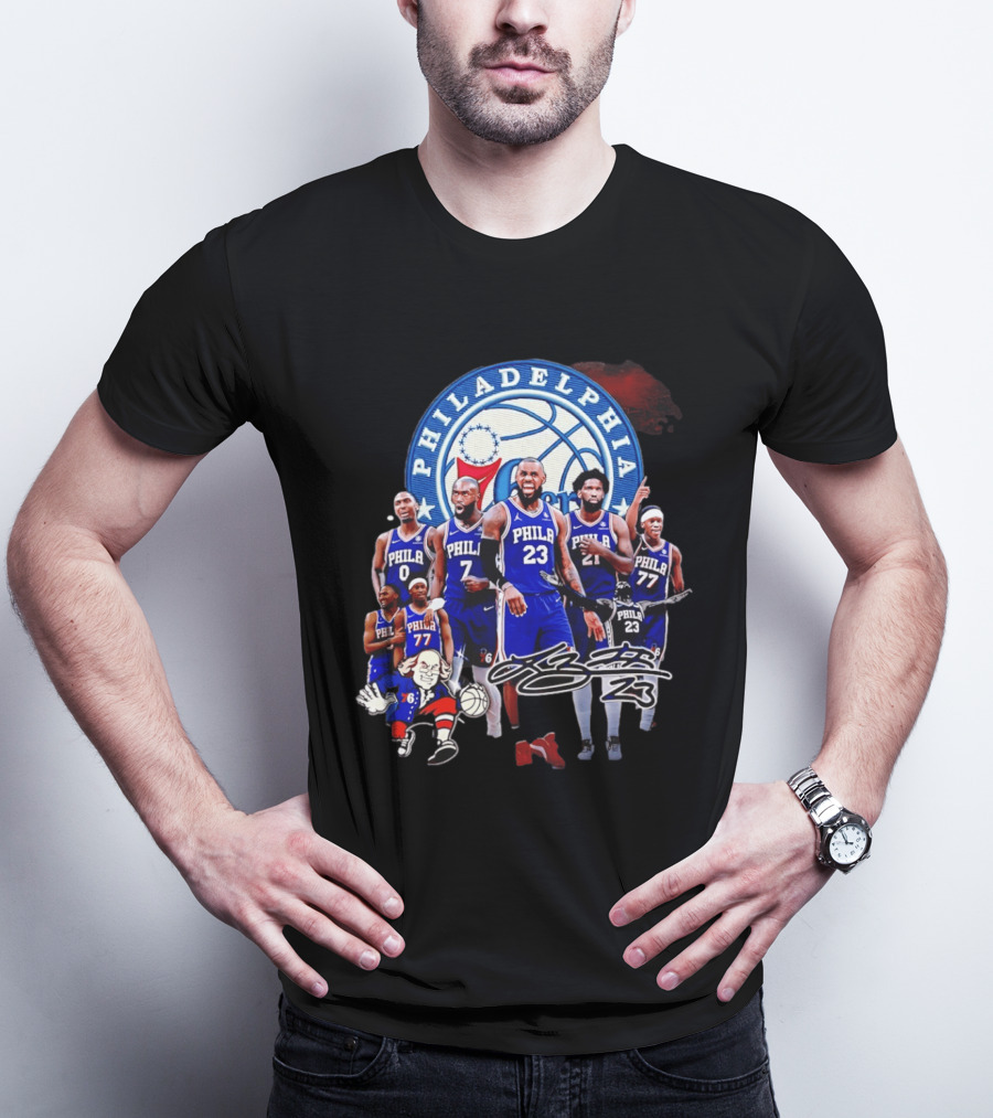 Philadelphia 76ers LeBron James 23 Phila Basketball Team Collage T-Shirt