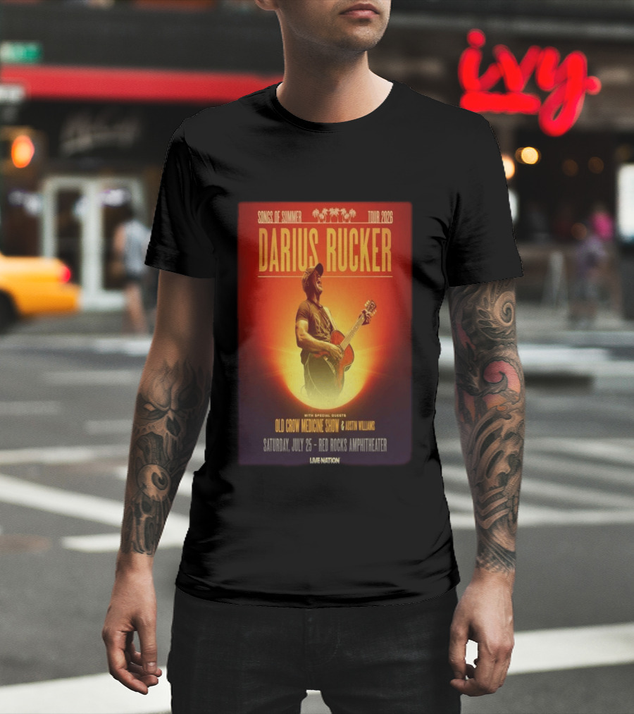 Songs Of Summer Tour 2026 Darius Rucker With Old Crow Medicine Show And Austin Williams Live At Red Rocks Amphitheater July 25 T-Shirt