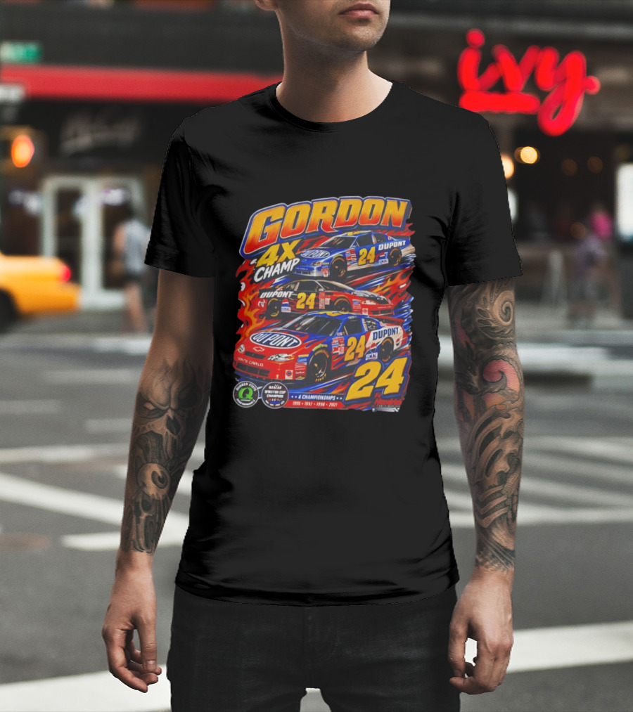 Gordon 4X Champ Number 24 Dupont Racing Car 4 Championships T-Shirt