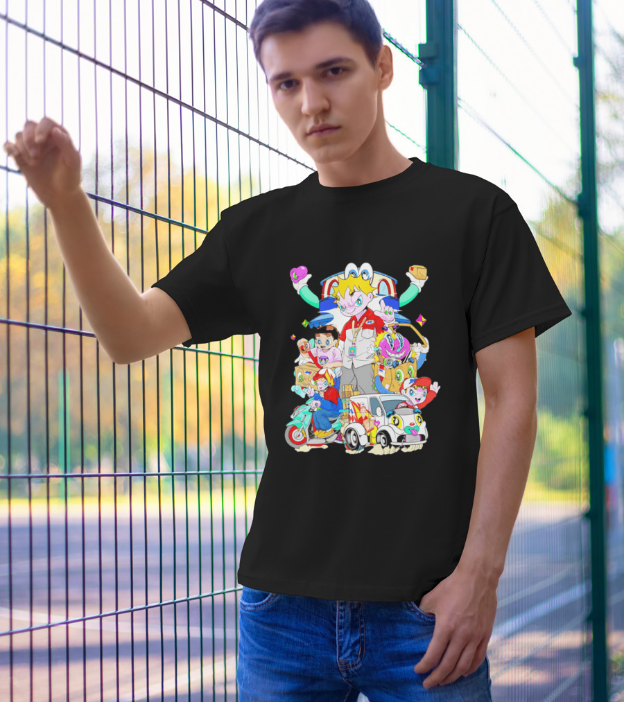 JNE Express Delivery Cartoon Characters And Van Fun Anime T-Shirt
