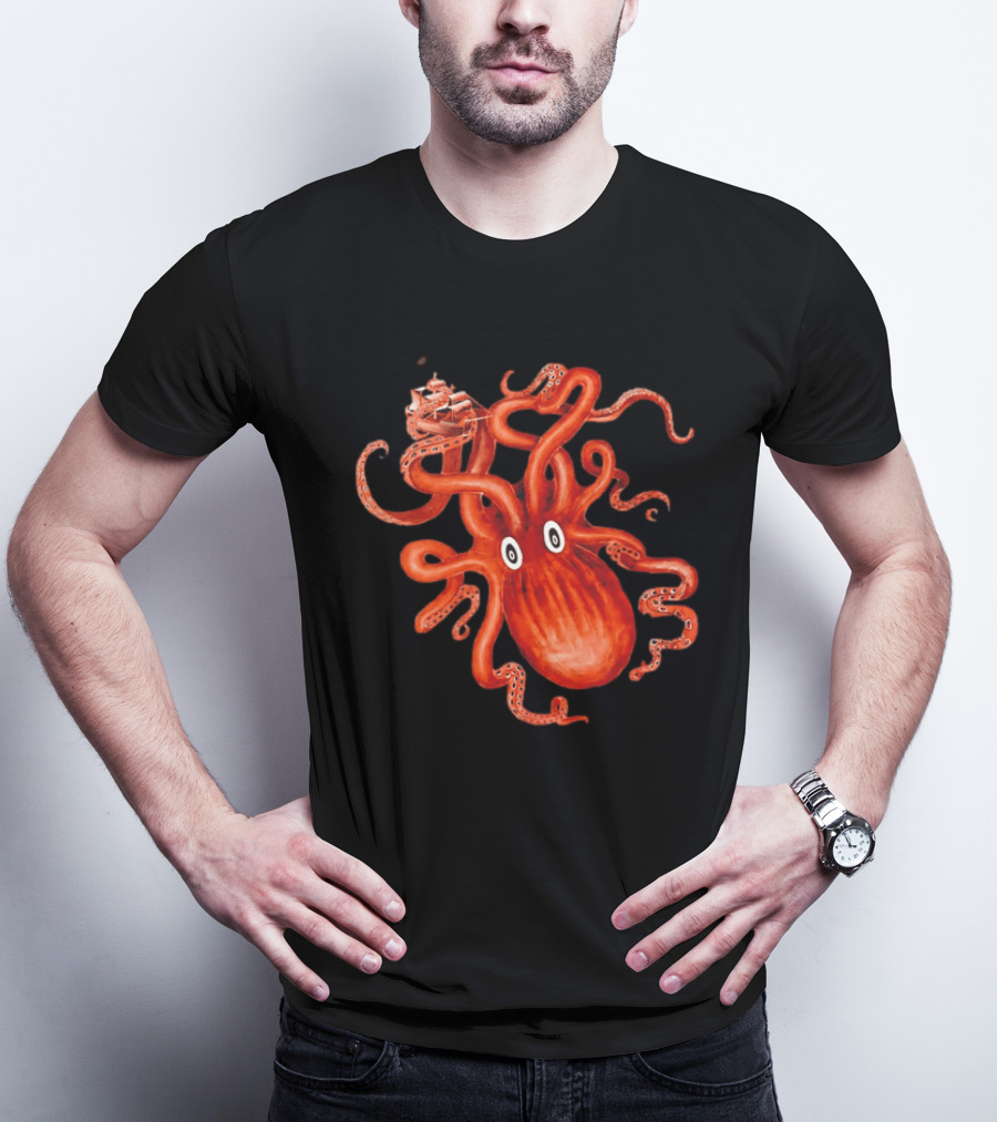 Kraken Vs Ship Nautical Adventure Monster T-Shirt