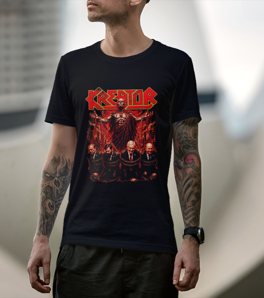 Kreator Devil Symbolism With Chilean Politicians Bound In Chains T-Shirt