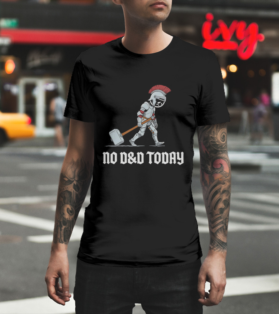 No D&D Today Cartoon Paladin Armor And Hammer T-Shirt