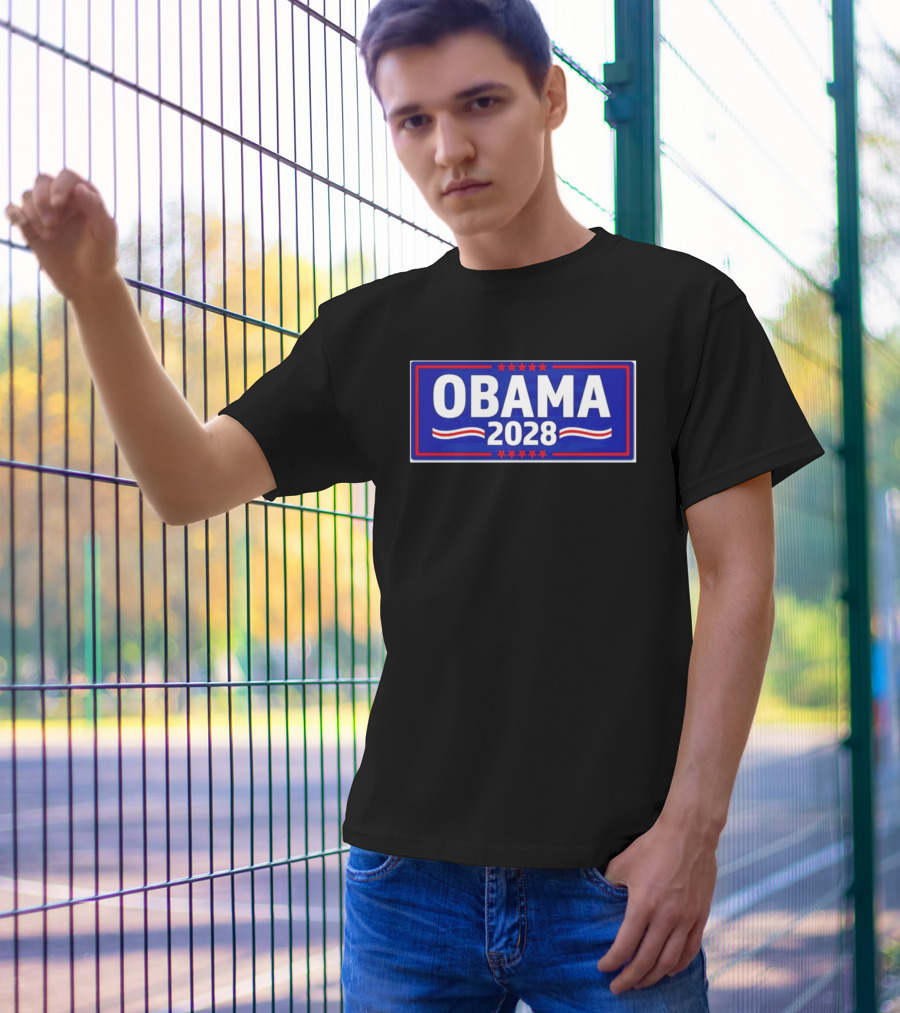 Obama 2028 Stars Stripes Political Campaign T-Shirt