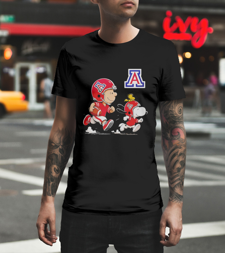 Peanuts Characters Football Arizona Wildcats Team Helmets And Jerseys T-Shirt