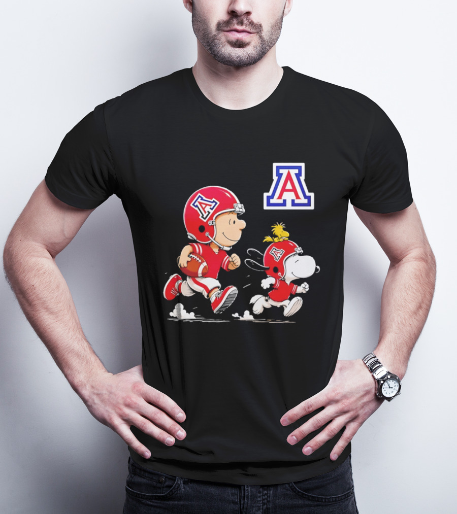 Peanuts Characters Football Arizona Wildcats Team Helmets And Jerseys T-Shirt