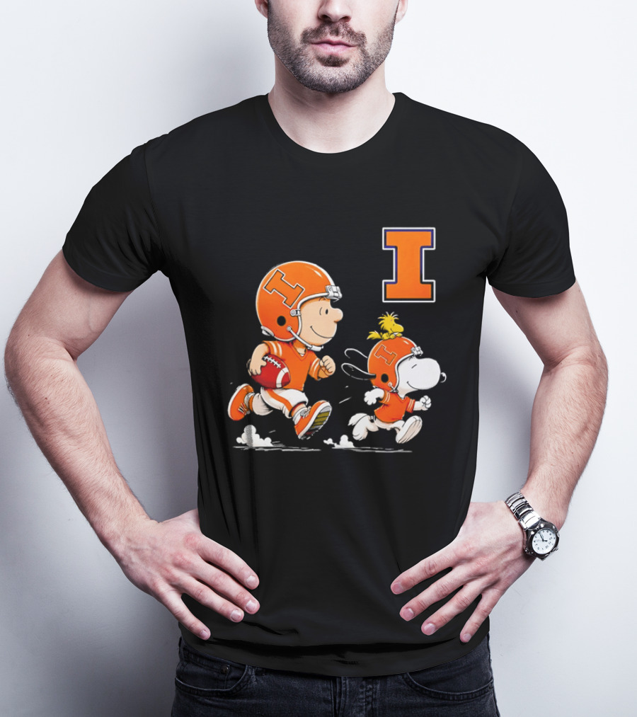 Charlie Brown Snoopy Football Running Letter I Peanuts T-Shirt