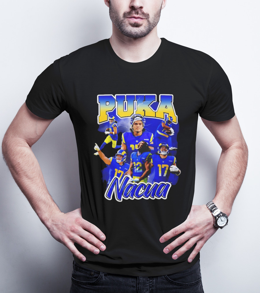 Puka Nacua Los Angeles Rams 17 Football Player Collage T-Shirt