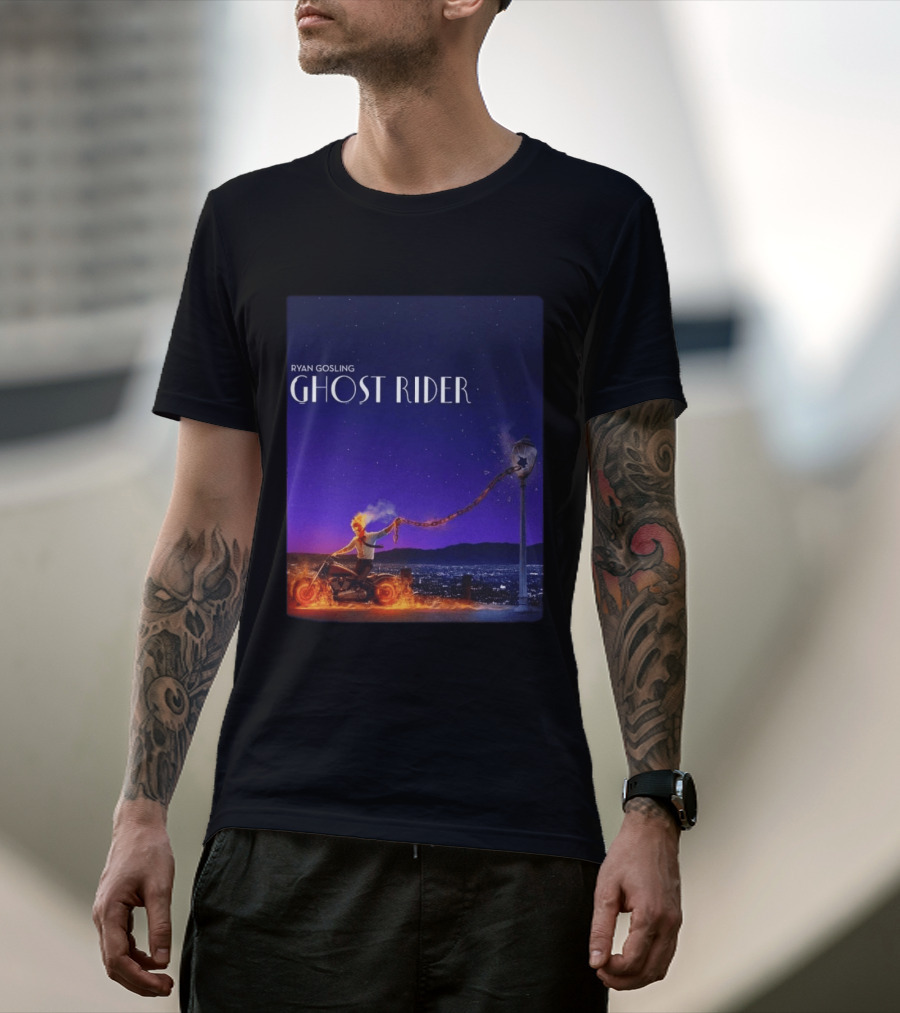 Ryan Gosling Ghost Rider Meets La La Land Lamppost Scene T-Shirt