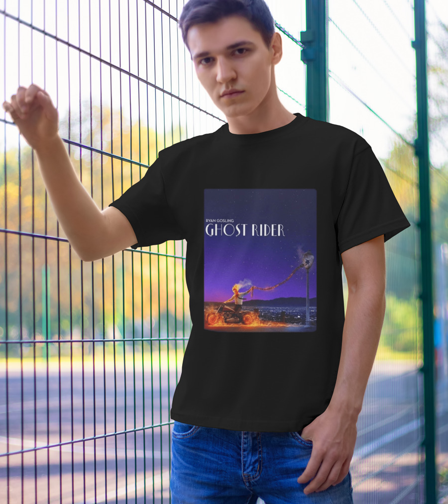 Ryan Gosling Ghost Rider Meets La La Land Lamppost Scene T-Shirt