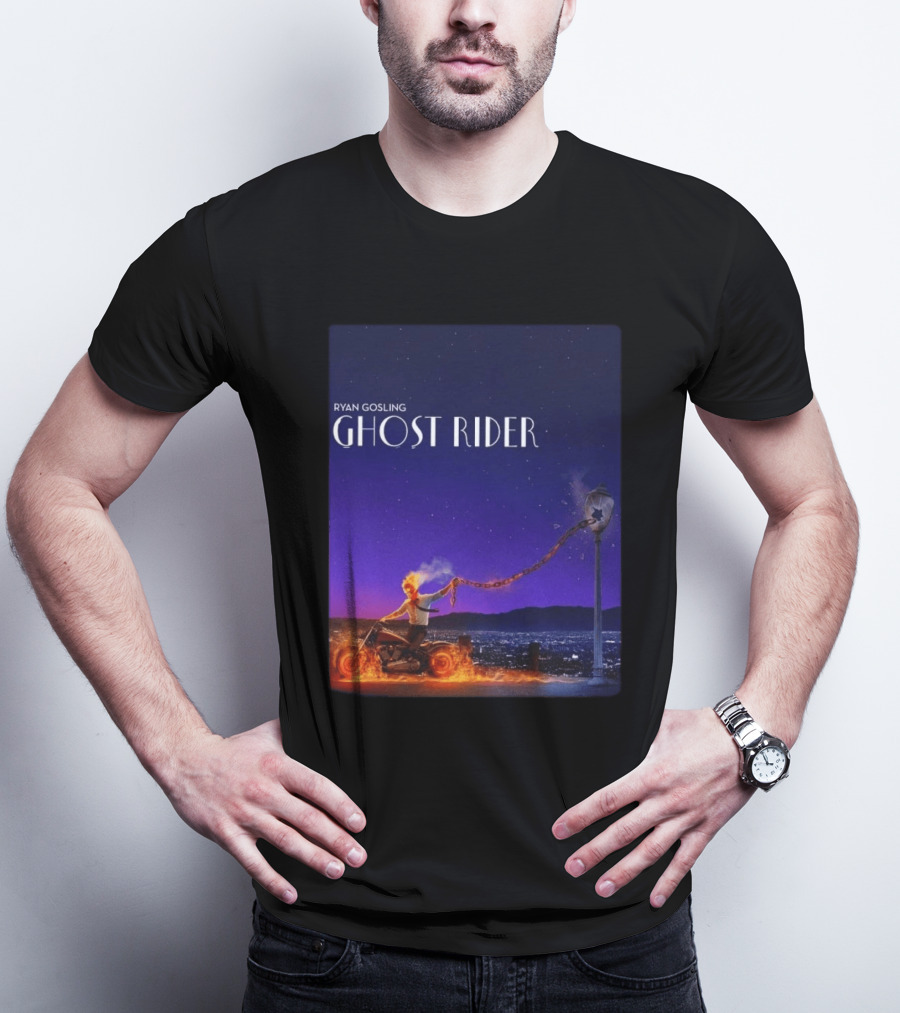 Ryan Gosling Ghost Rider Meets La La Land Lamppost Scene T-Shirt