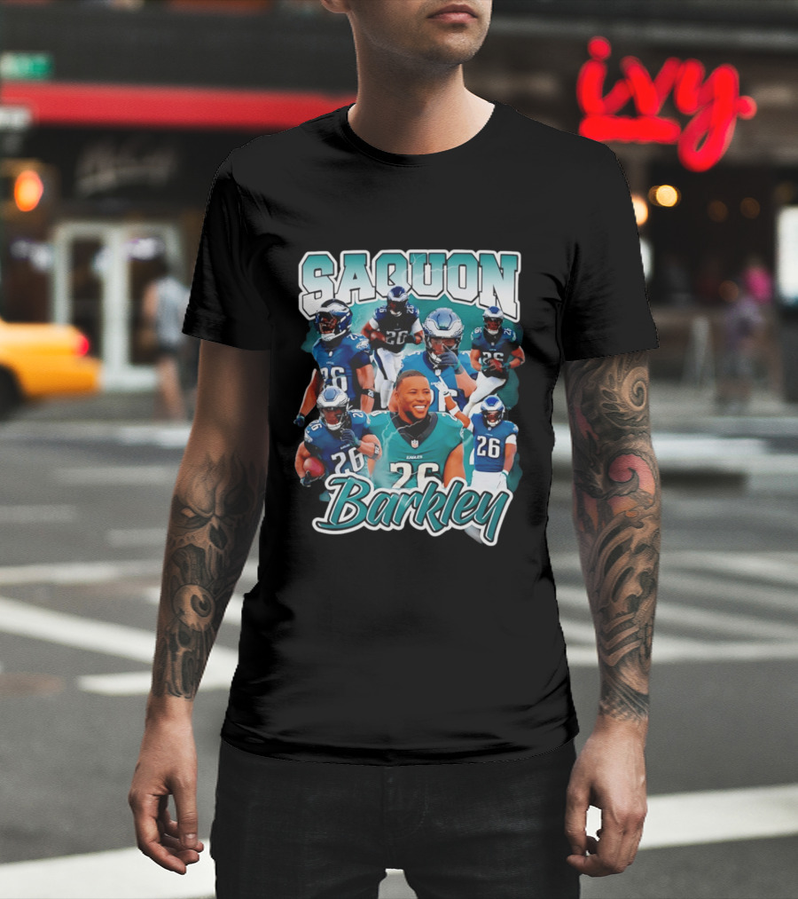 Saquon Barkley Eagles Number 26 Player Collage T-Shirt