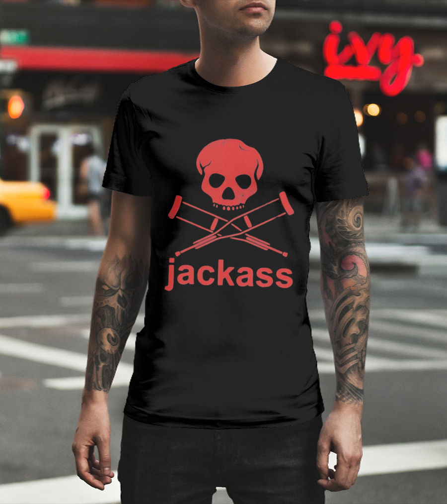 Skull Crutches Jackass Red T-Shirt