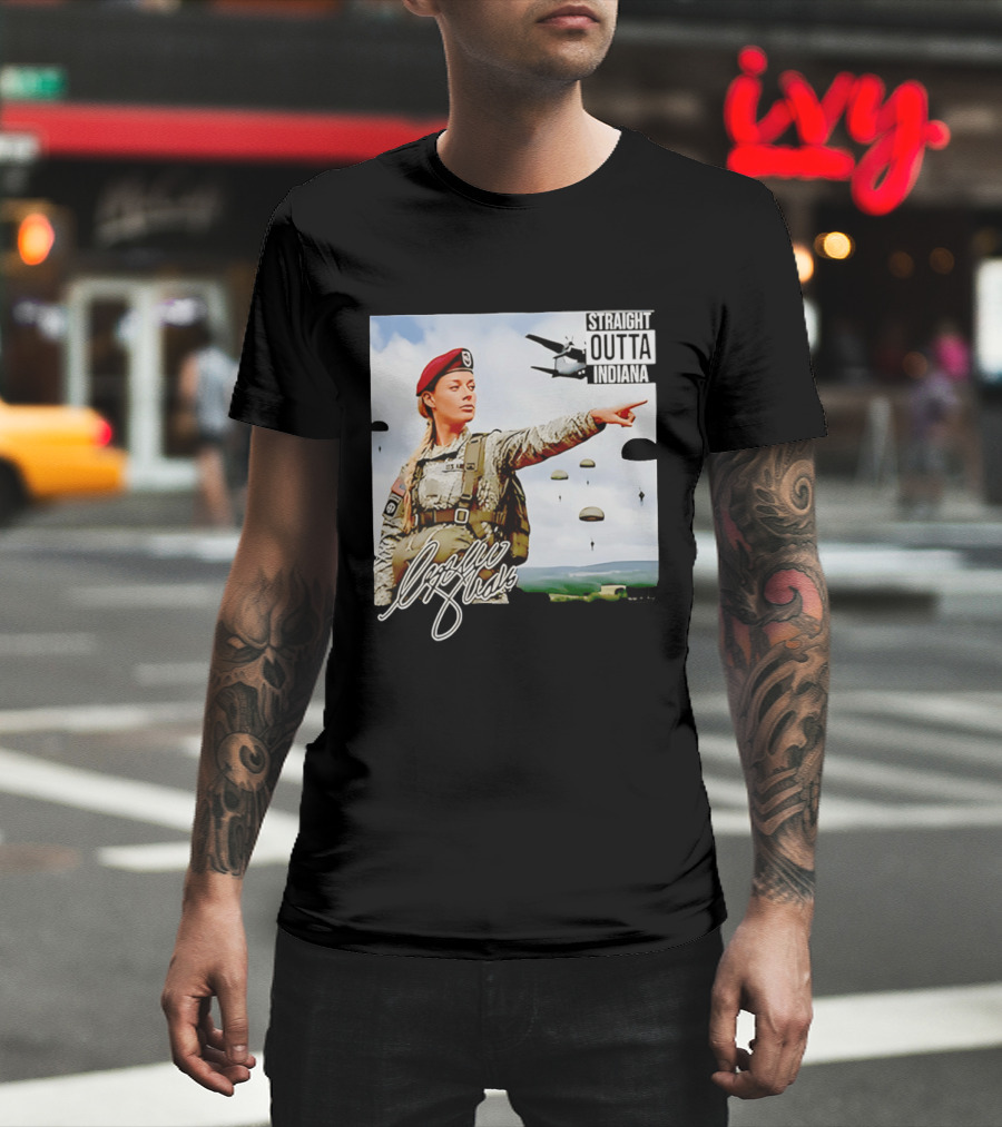 Sophie Cunningham Straight Outta Indiana Military Paratrooper T-Shirt