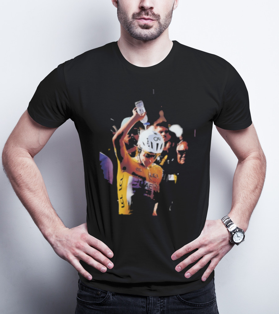 Tadej Pogačar Cooling Off With Water Bottle T-Shirt