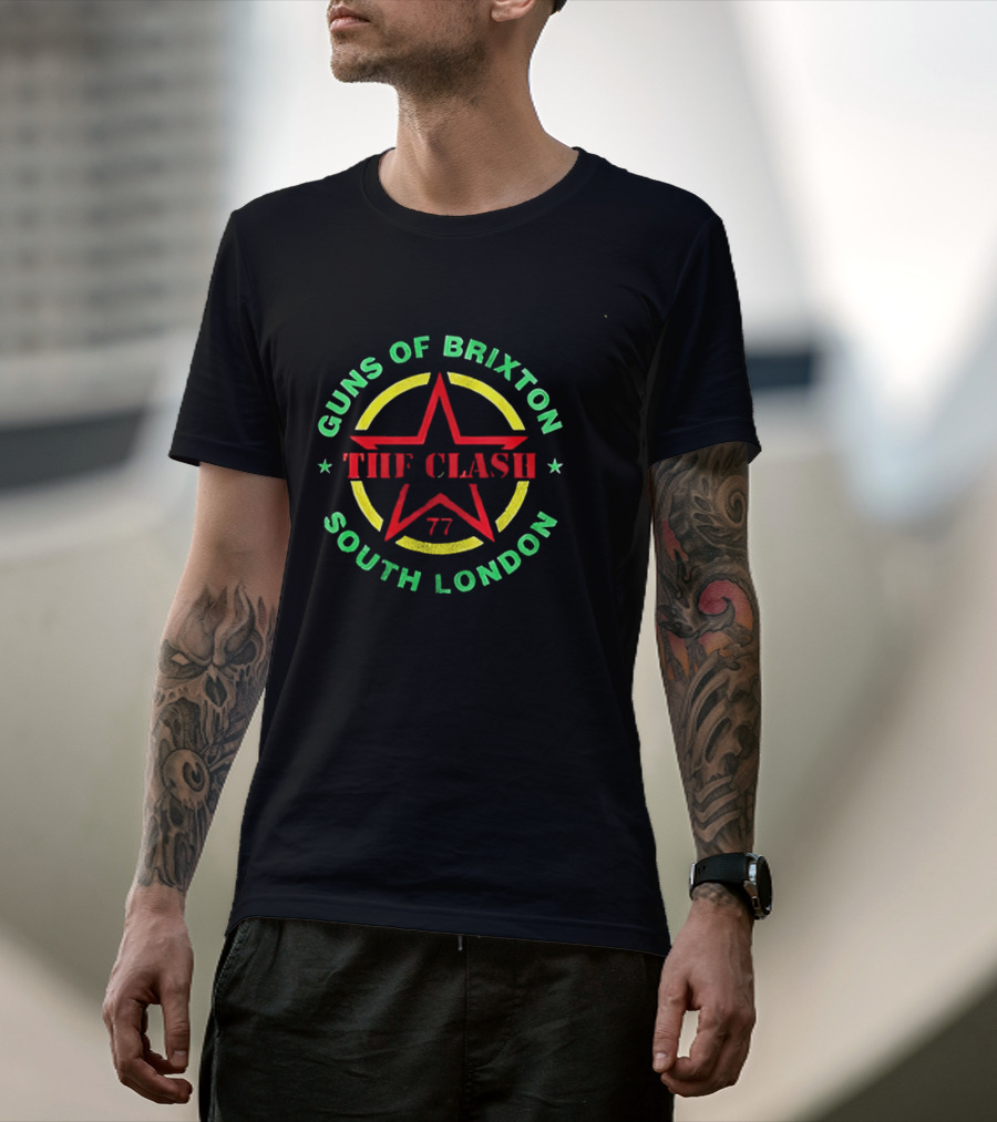 Guns Of Brixton The Clash South London 77 Star Circle T-Shirt
