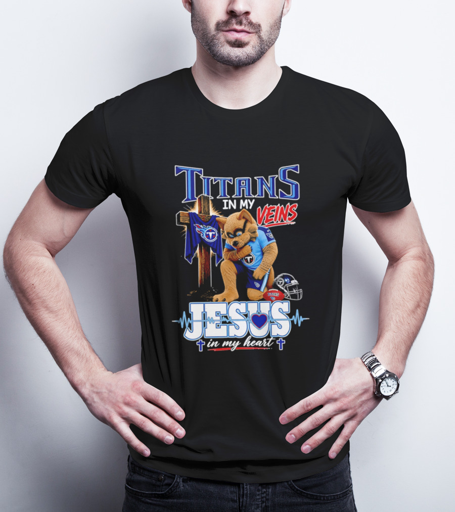 Tennessee Titans In My Veins Jesus In My Heart Rex T-Shirt