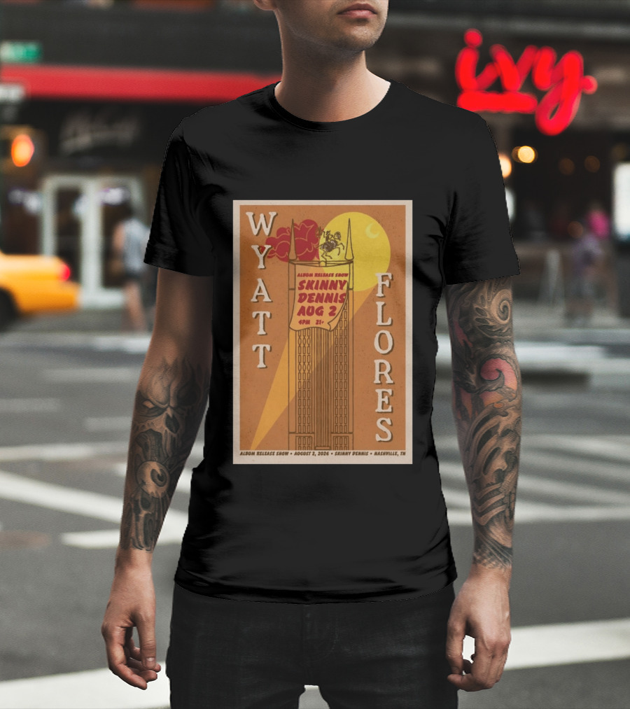 Wyatt Flores Album Release Show Skinny Dennis August 2 2026 Nashville TN T-Shirt