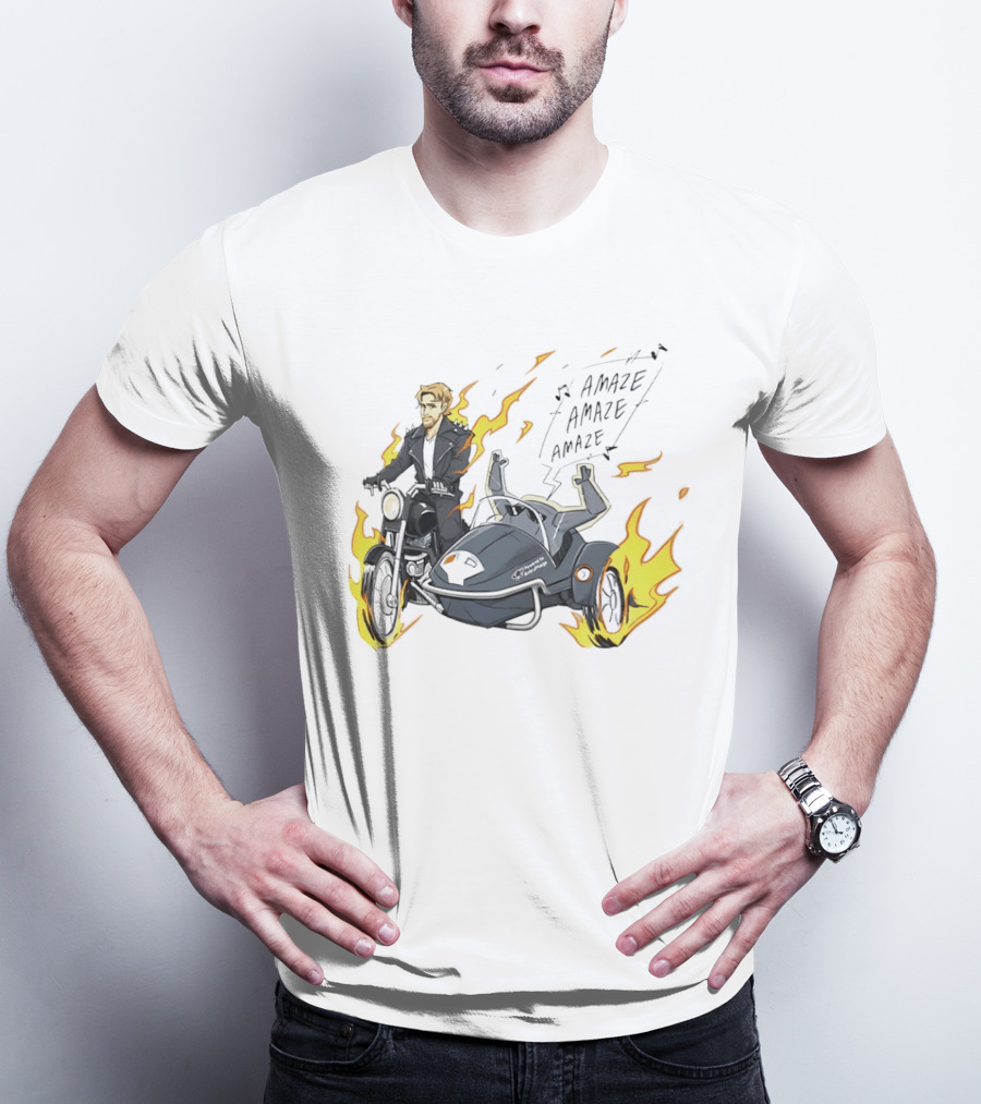 Amaze Amaze Amaze Ghost Rider Motorcycle Sidecar Flames T-Shirt