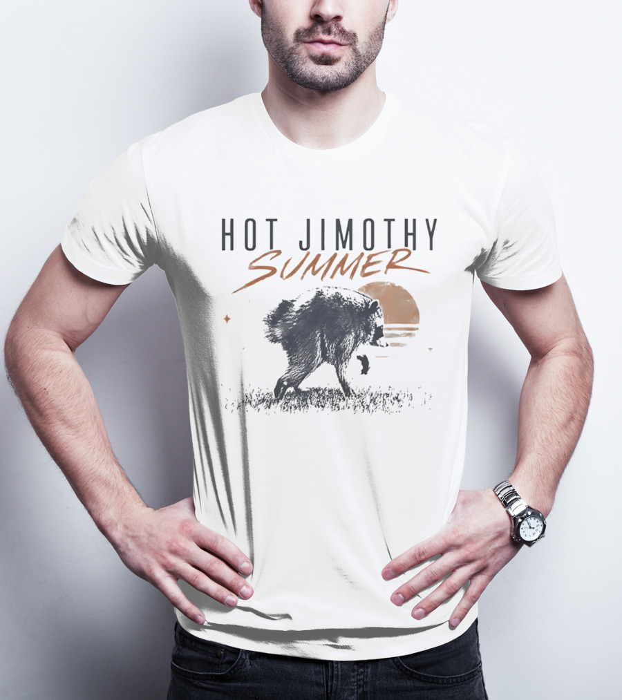 Hot Jimothy Summer Raccoon Silhouette At Sunset Moon T-Shirt