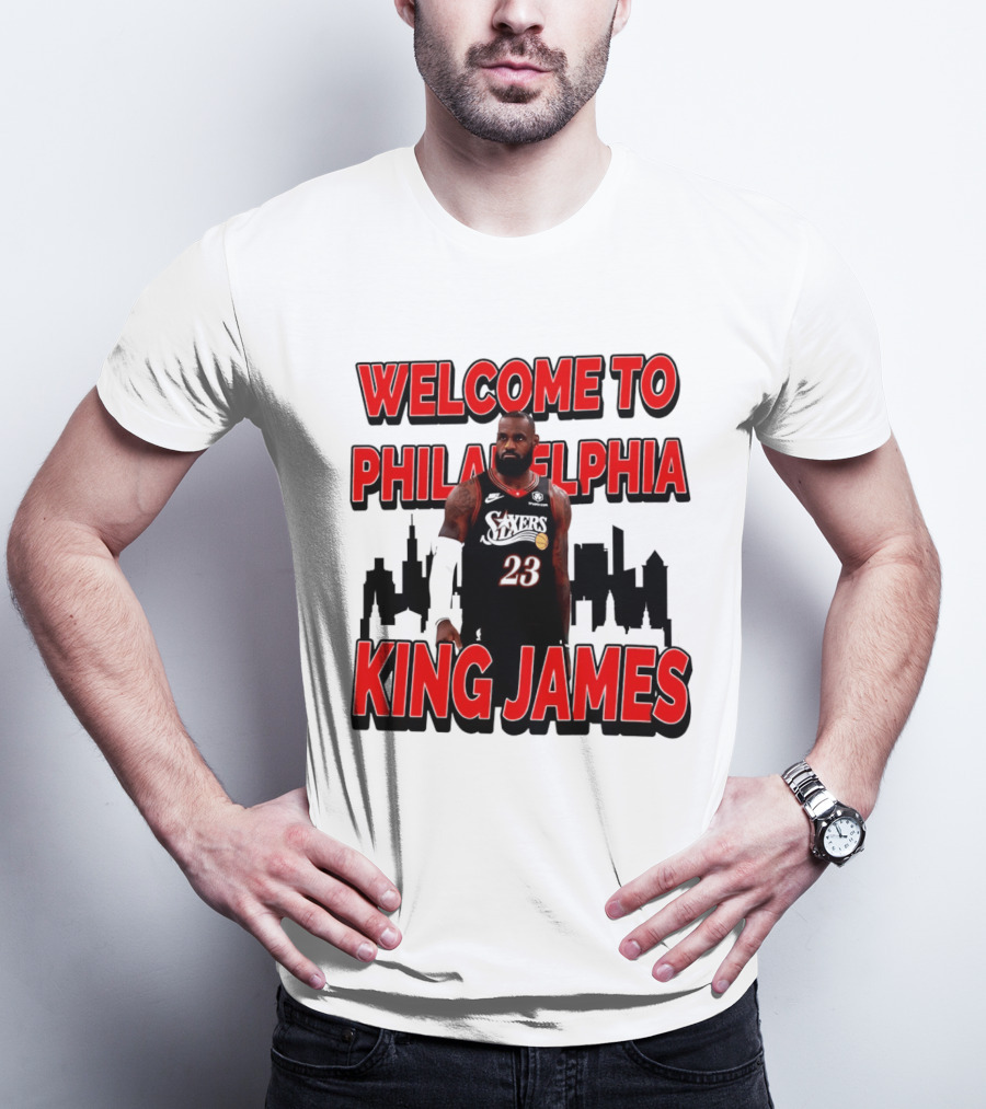 Philadelphia 76ers Welcome King James To Philadelphia Skyline T-Shirt