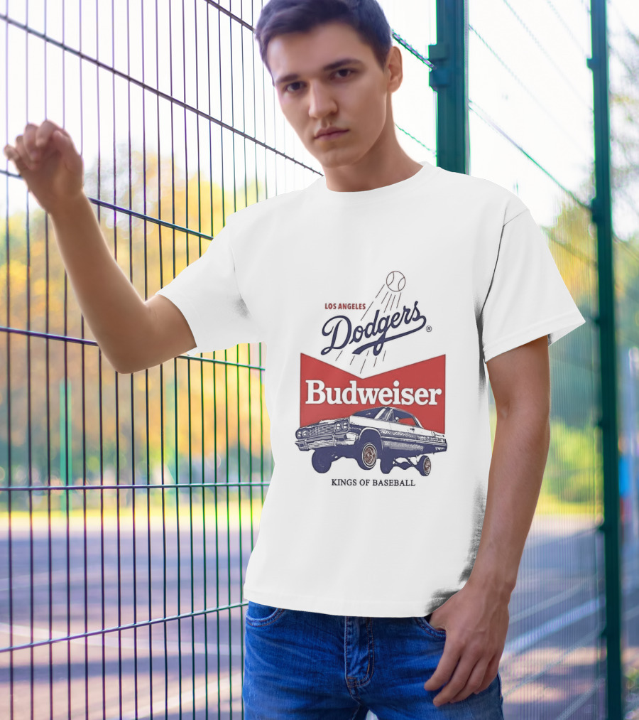Los Angeles Dodgers Budweiser Kings Of Baseball Retro Car T-Shirt