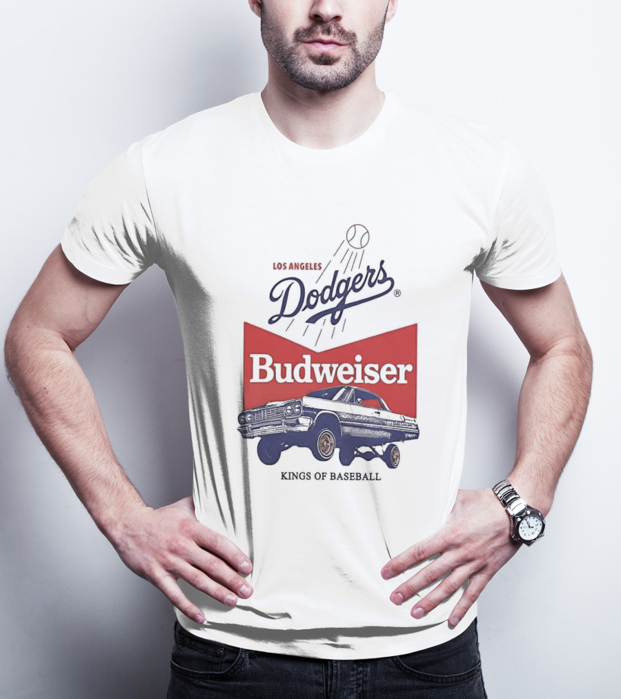 Los Angeles Dodgers Budweiser Kings Of Baseball Retro Car T-Shirt
