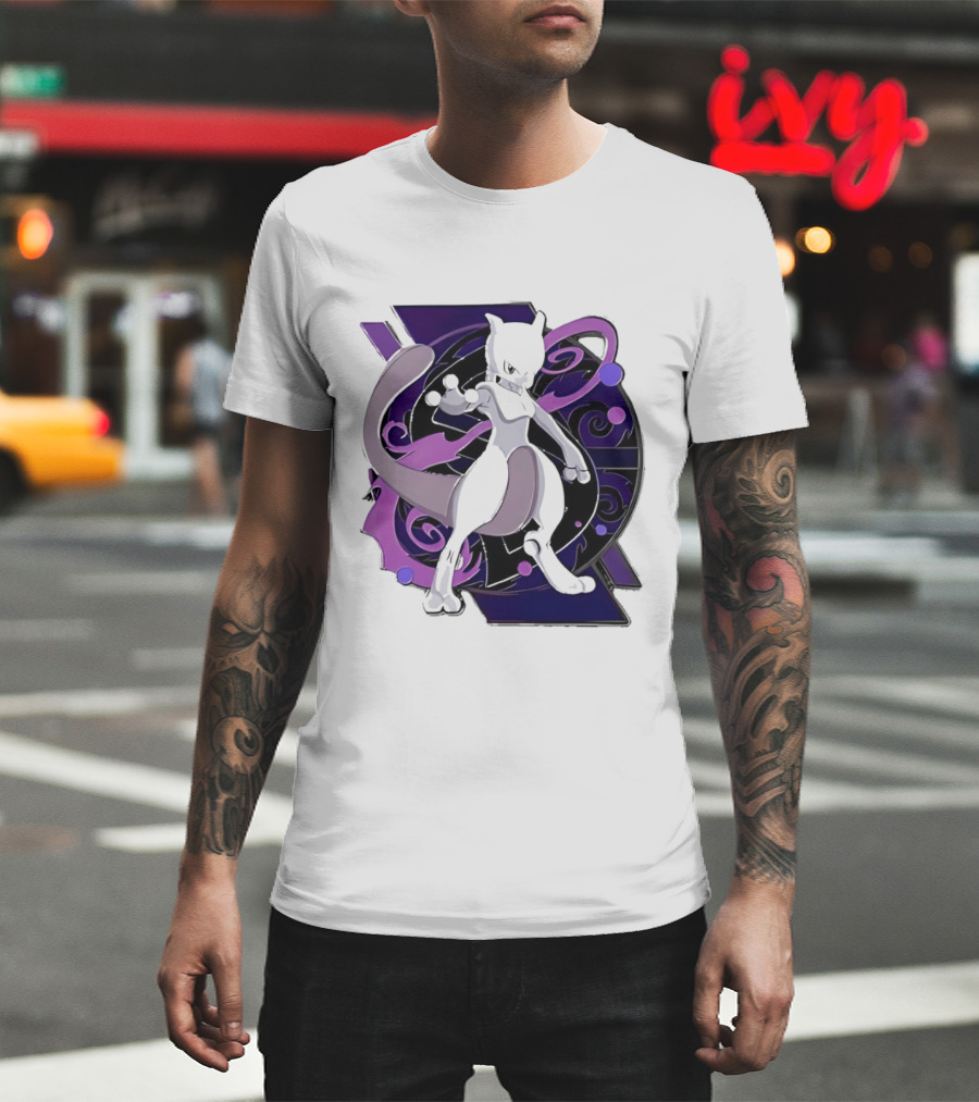 Pokemon Mewtwo Psychic Power Strike Dynamic Pose T-Shirt
