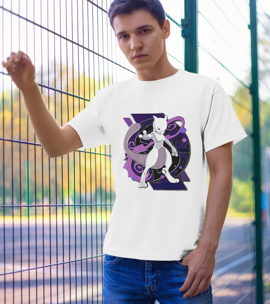 Pokemon Mewtwo Psychic Power Strike Dynamic Pose T-Shirt