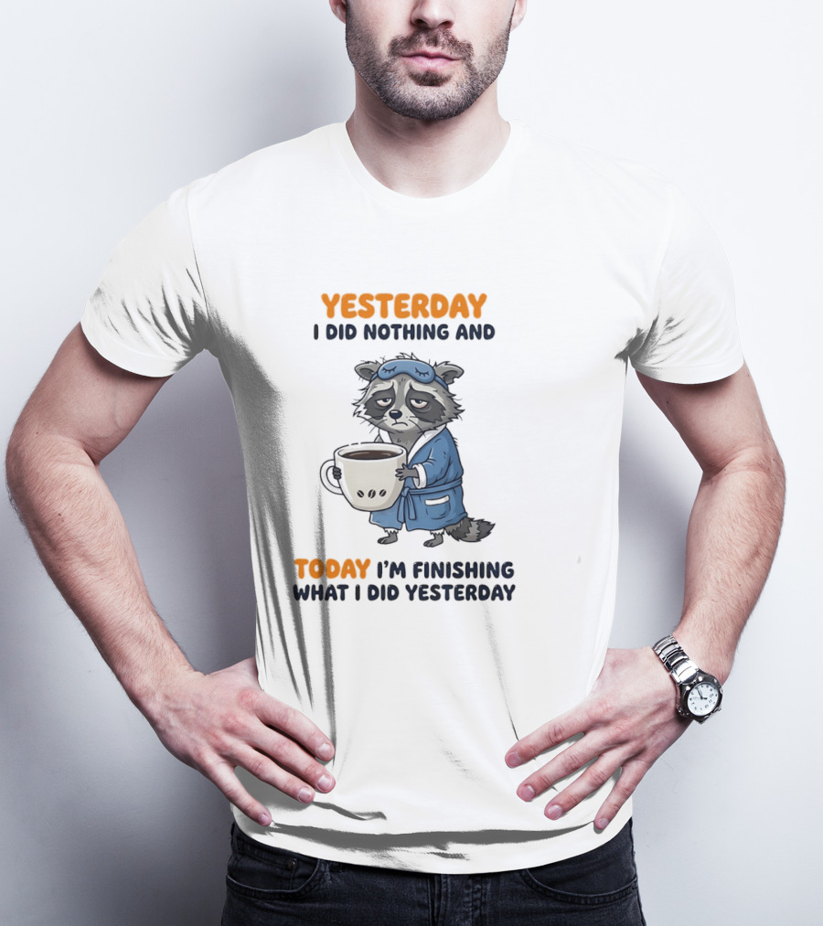 Yesterday I Did Nothing And Today Raccoon Finishing What I Did Yesterday T-Shirt