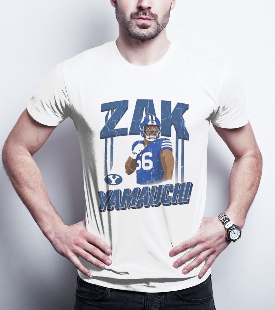 Zak Yamauchi Football Number 66 Blue And Green T-Shirt