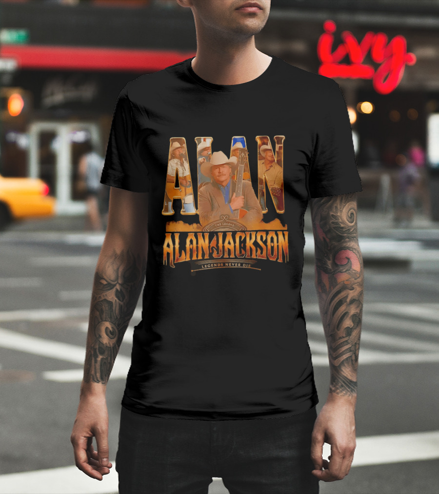 Alan Jackson The Legend Legends Never Die Country Music T-Shirt