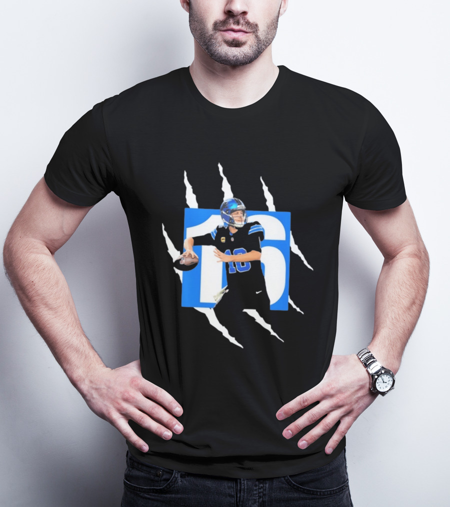 Jared Goff 16 Claw Scratch Football Quarterback T-Shirt