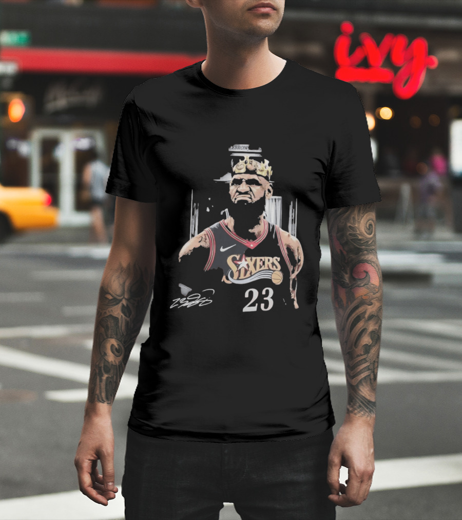 Philadelphia 76ers LeBron James Crown 23 Signature Basketball T-Shirt