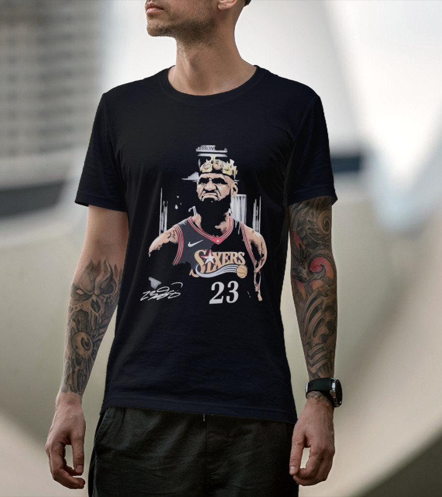 Philadelphia 76ers LeBron James Crown 23 Signature Basketball T-Shirt
