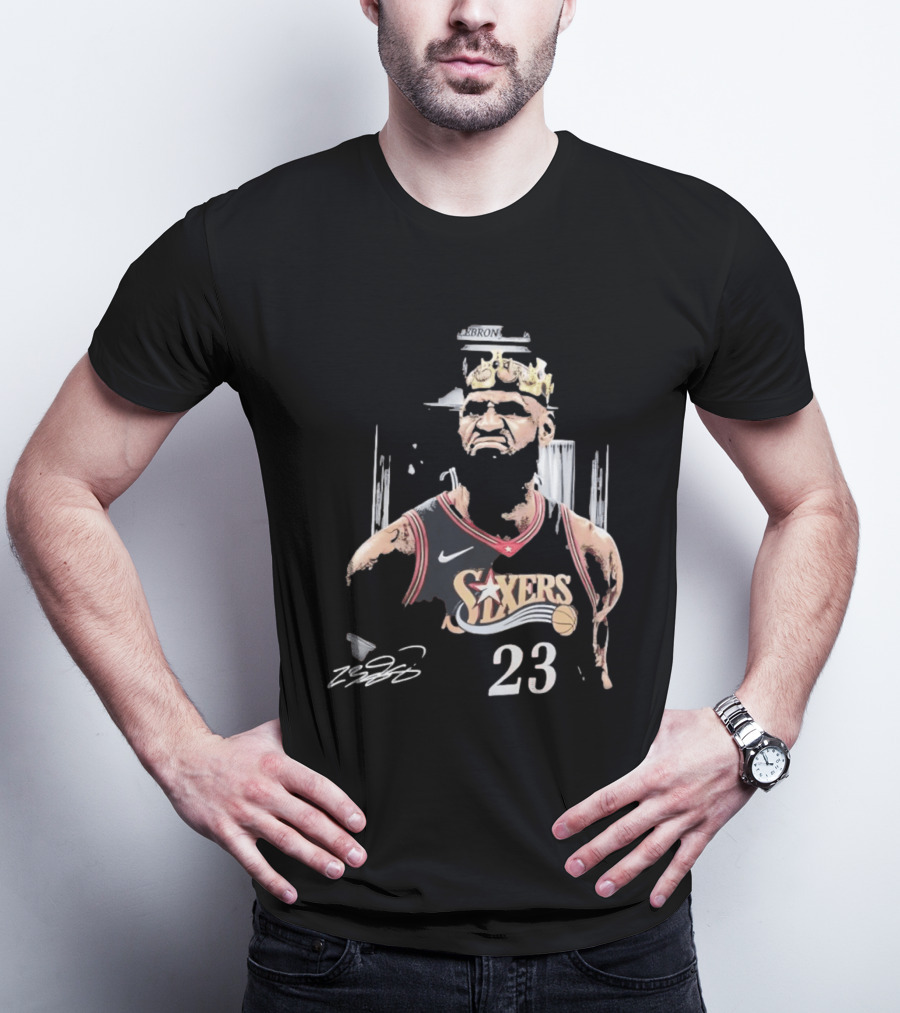 Philadelphia 76ers LeBron James Crown 23 Signature Basketball T-Shirt