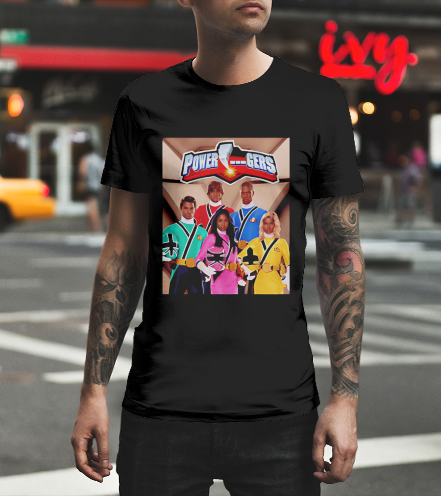 Power Rangers Samurai Team Red Green Pink Yellow Blue Characters T-Shirt