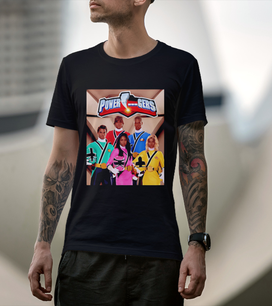 Power Rangers Samurai Team Red Green Pink Yellow Blue Characters T-Shirt