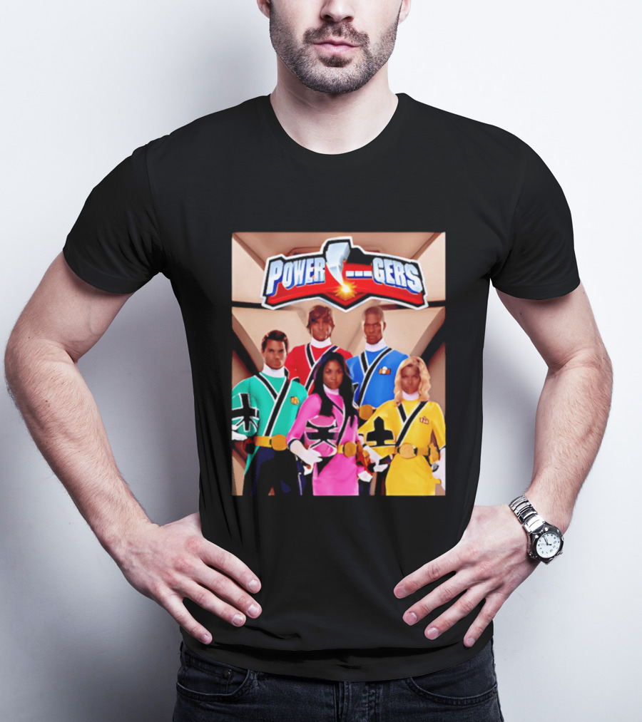 Power Rangers Samurai Team Red Green Pink Yellow Blue Characters T-Shirt