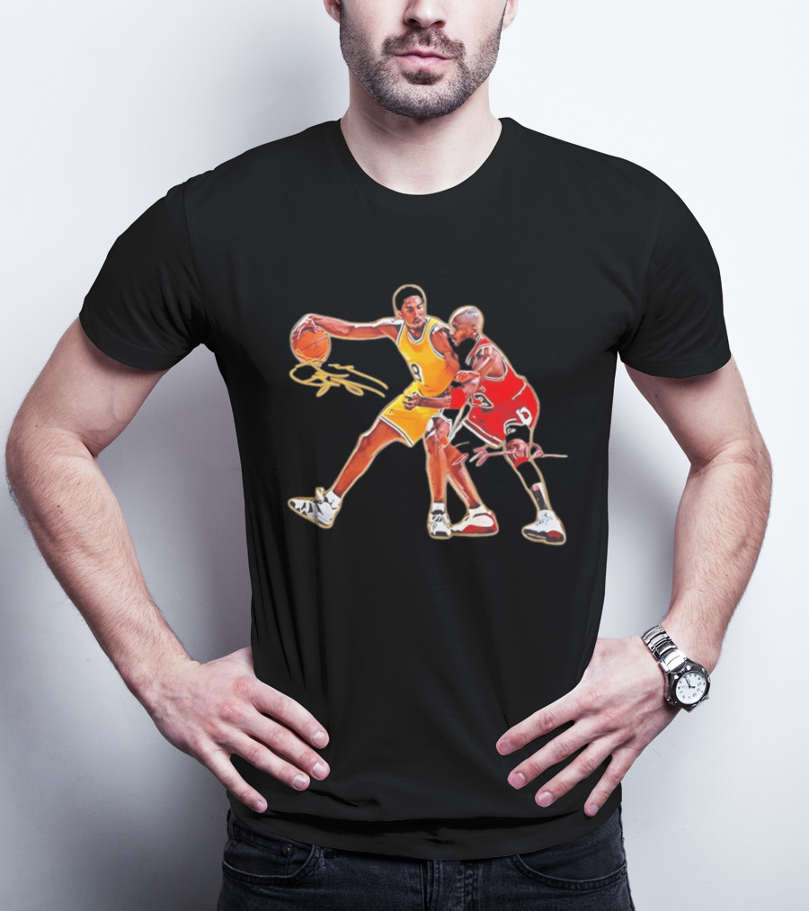 Kobe Bryant And Michael Jordan Iconic Basketball Showdown T-Shirt