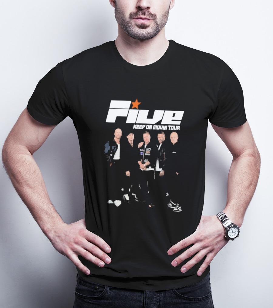 Five Keep On Movin Tour 90s Boyband Nostalgia Star T-Shirt