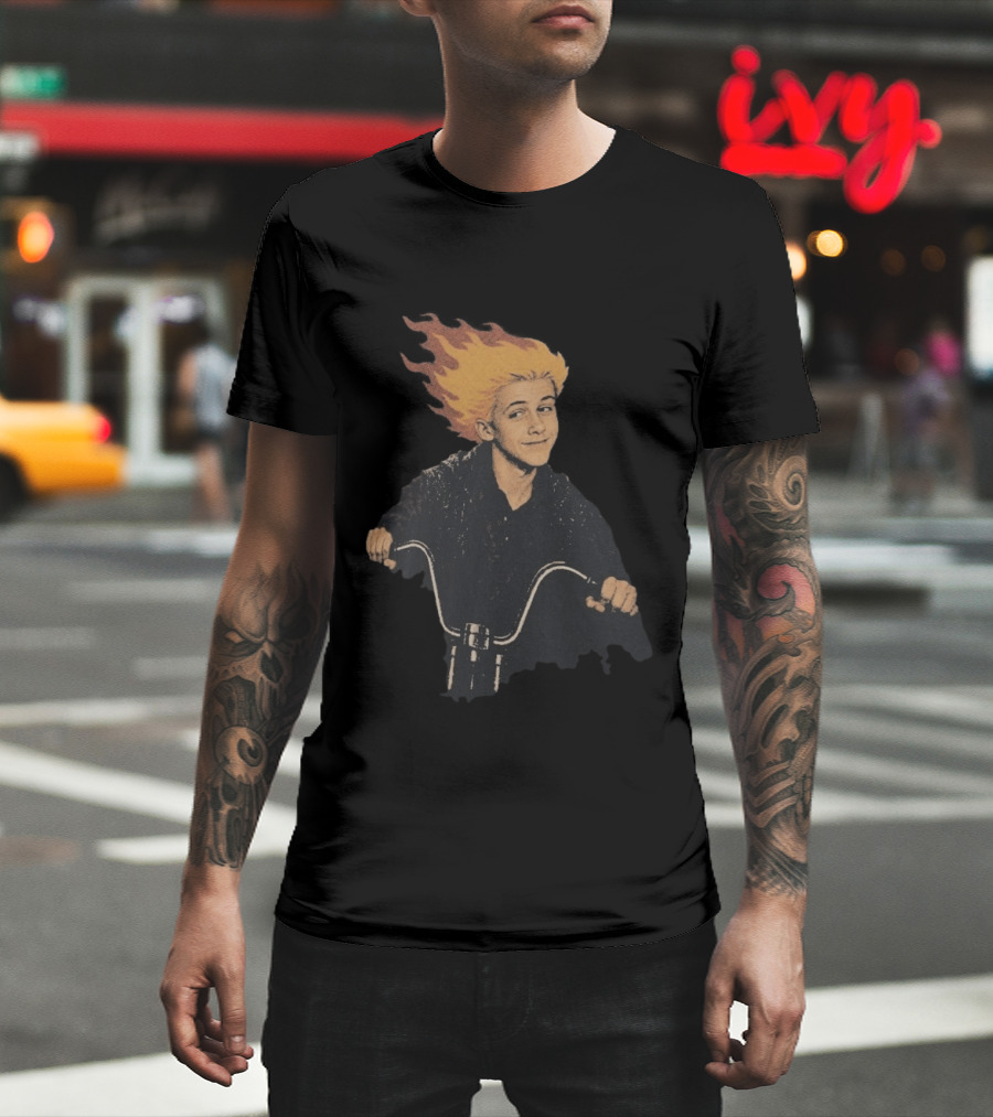 Ghost Rider Comic Style Motorcycle Flame Rider T-Shirt