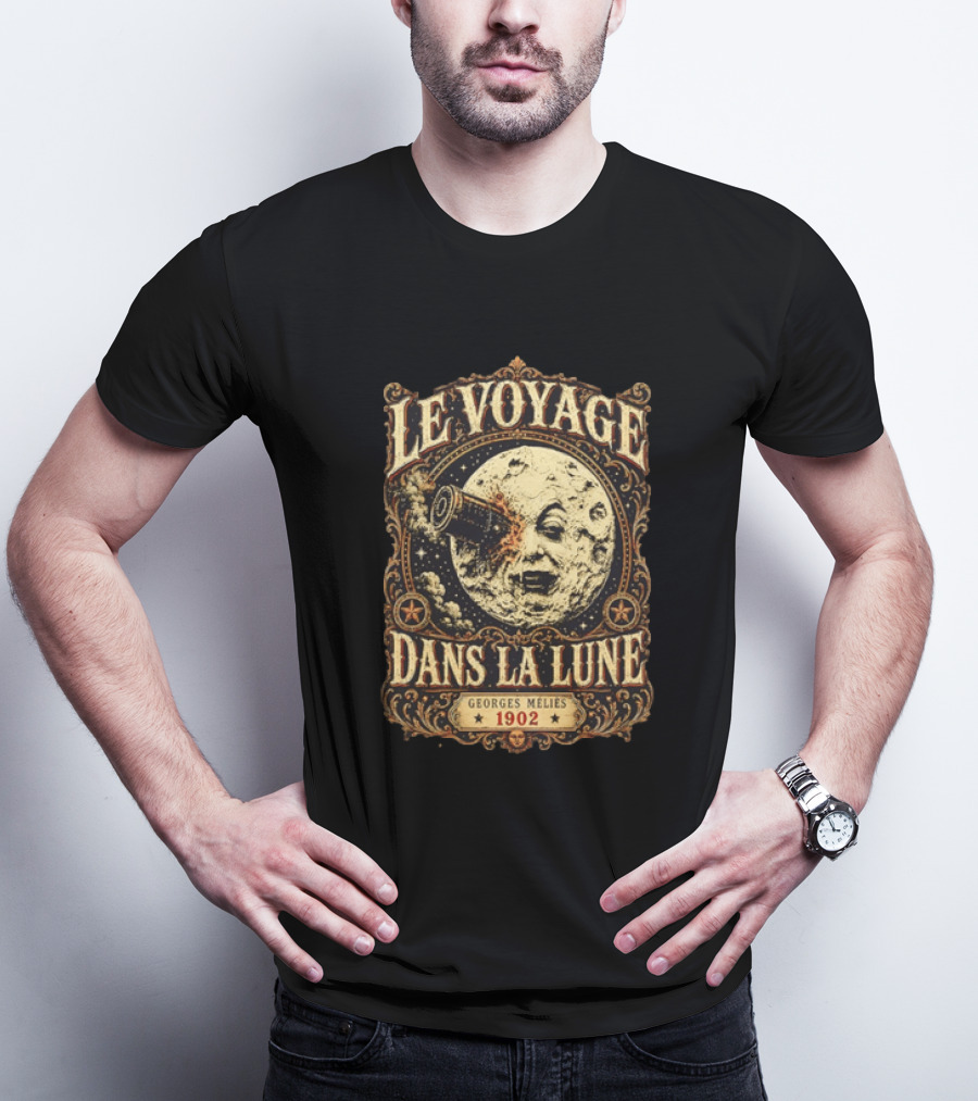 Le Voyage Dans La Lune Georges Méliès 1902 Vintage Space Adventure Moon Face T-Shirt
