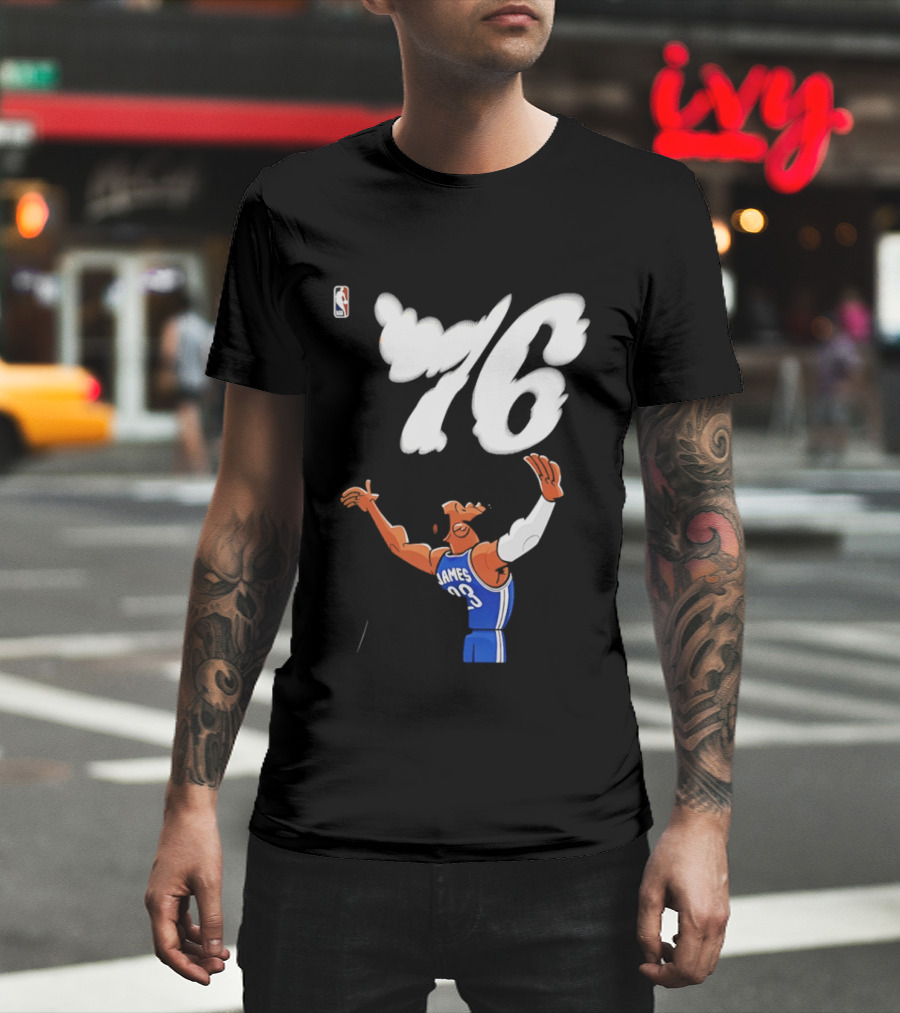 LeBron James 23 Cartoon 76 Philadelphia NBA Jersey Basketball T-Shirt