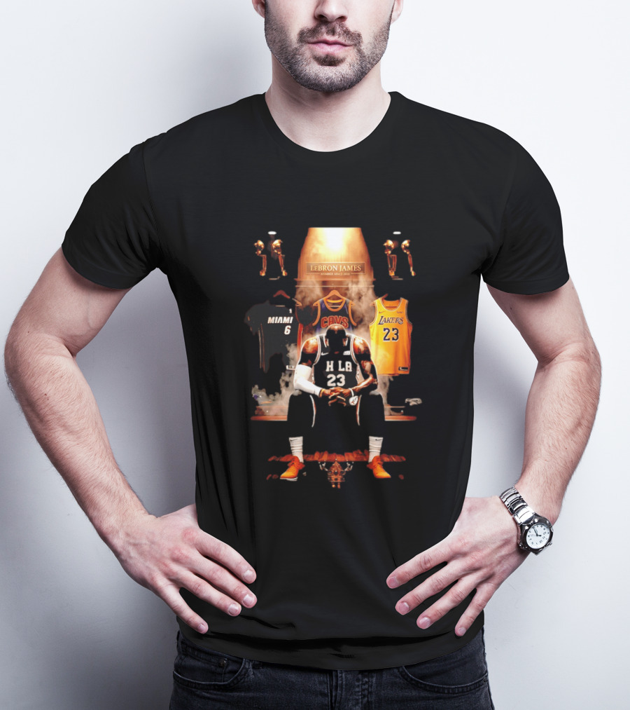 LeBron James Miami Cavaliers Lakers Number 23 MVP Champion Career Highlights T-Shirt