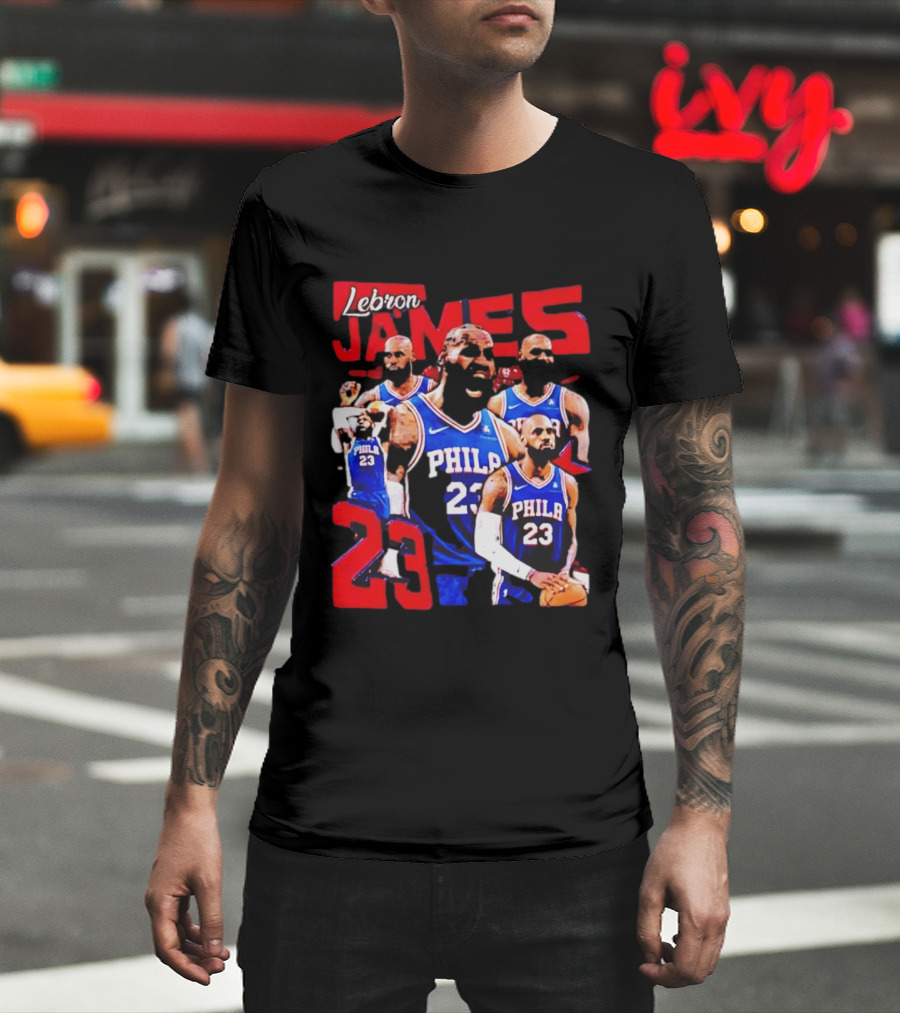 LeBron James No 23 Philadelphia 76ers Collage Legends T-Shirt