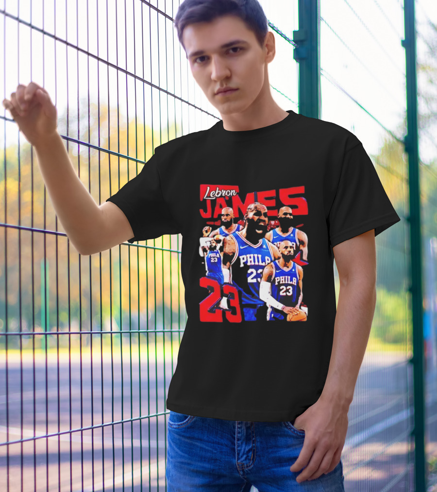 LeBron James No 23 Philadelphia 76ers Collage Legends T-Shirt