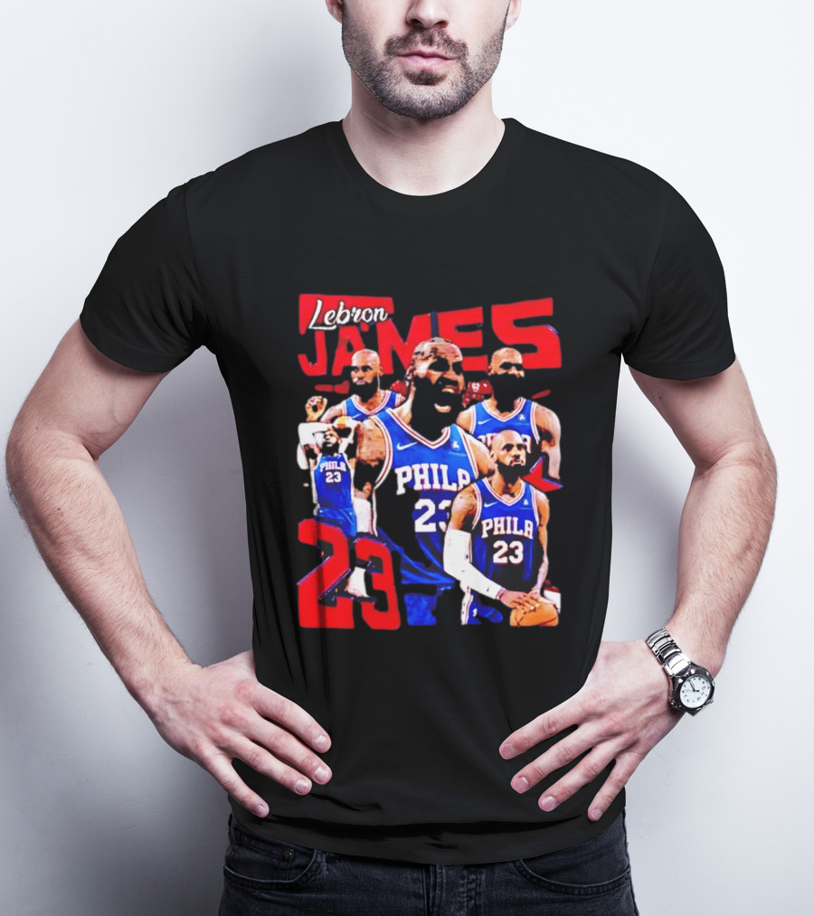 LeBron James No 23 Philadelphia 76ers Collage Legends T-Shirt